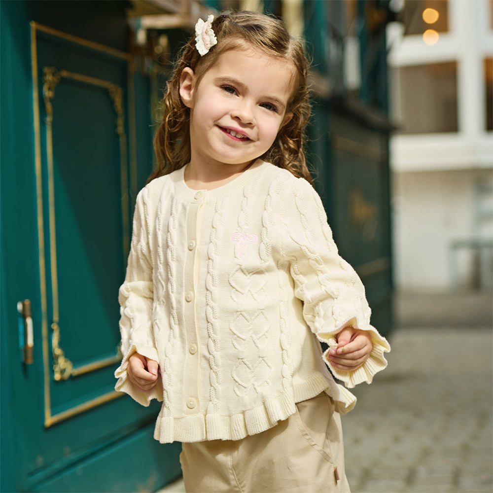 Dave&Bella Kids Girls Pearl White Long Sleeve Soft Cotton Sweater Card ...