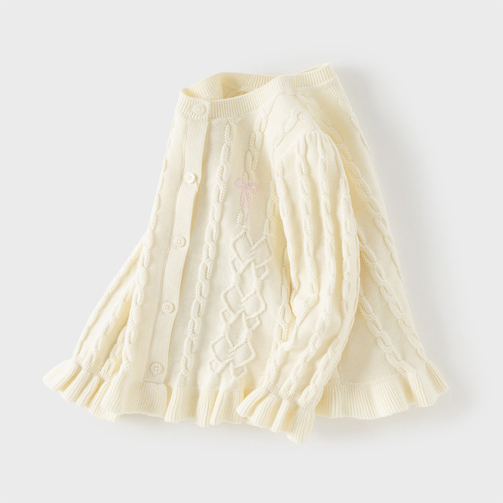 Dave&Bella Kids Girls Pearl White Long Sleeve Soft Cotton Sweater Card ...